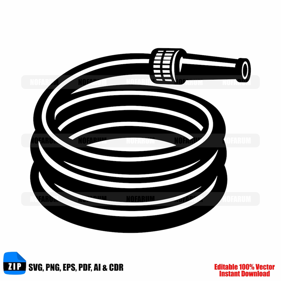Water Hose SVG Silhouette | Coiled Garden Hose Graphic for Cricut ...
