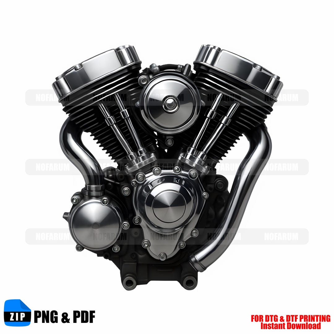 Motorcycle Engine Illustration PNG, Mechanical V Twin Power Motorbike ...