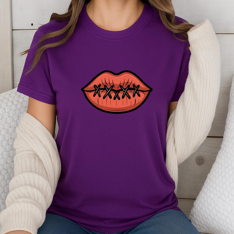 Stitched Lips SVG | Gothic Mouth Clipart | Horror Lips Vector | Silence ...