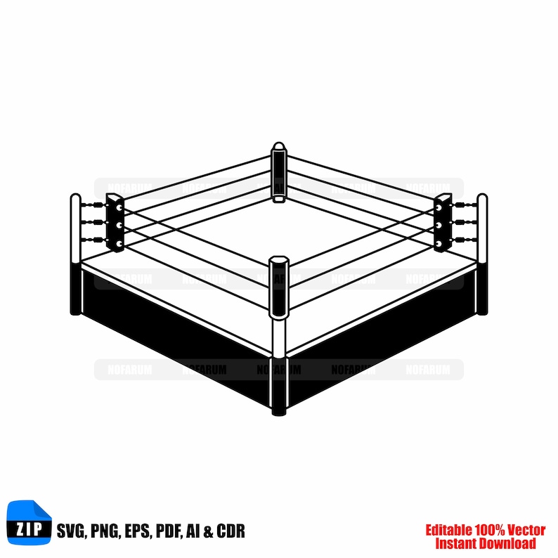 Boxing Ring SVG Silhouette, Wrestling Arena Platform Icon, Combat ...