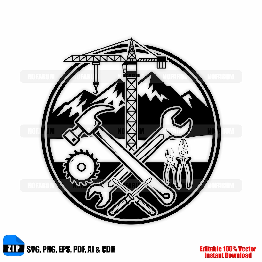 Construction Tools SVG Builder Equipment Cricut Contractor T-shirt Logo ...