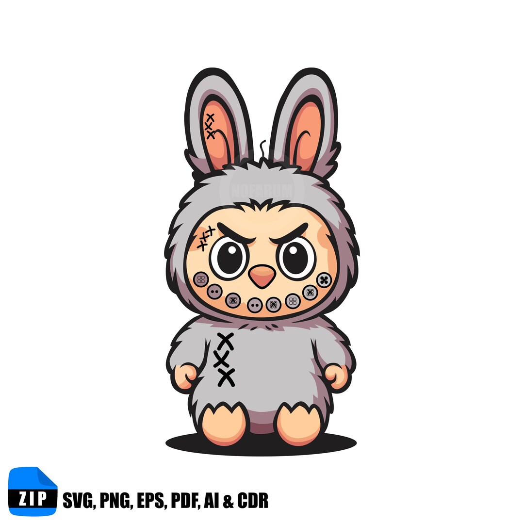 Angry Bunny Mascot Clipart | Chibi Rabbit Costume Vector (digital ...
