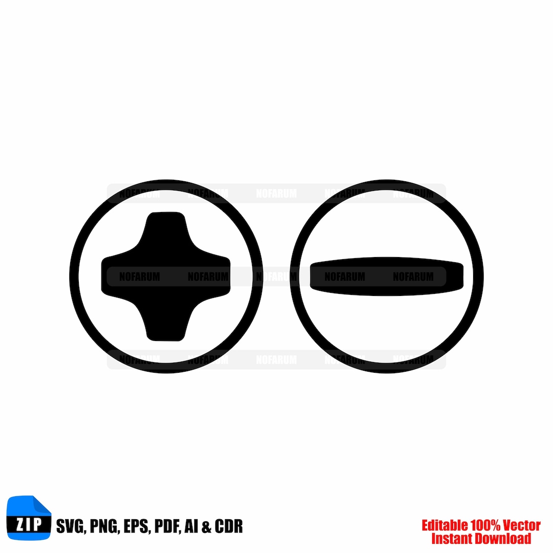 Screw Head Symbols SVG Phillips Flat Hardware Icon Cricut Download ...
