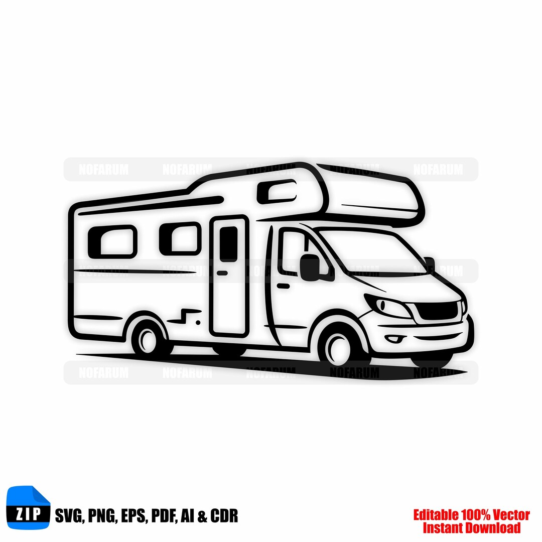 Camper Van SVG, RV Motorhome Outline PNG, Motorhome Silhouette - Etsy