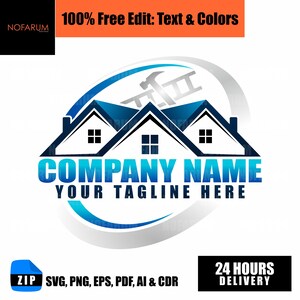 Editable House Logo Design | Real Estate, Construction (digital ...