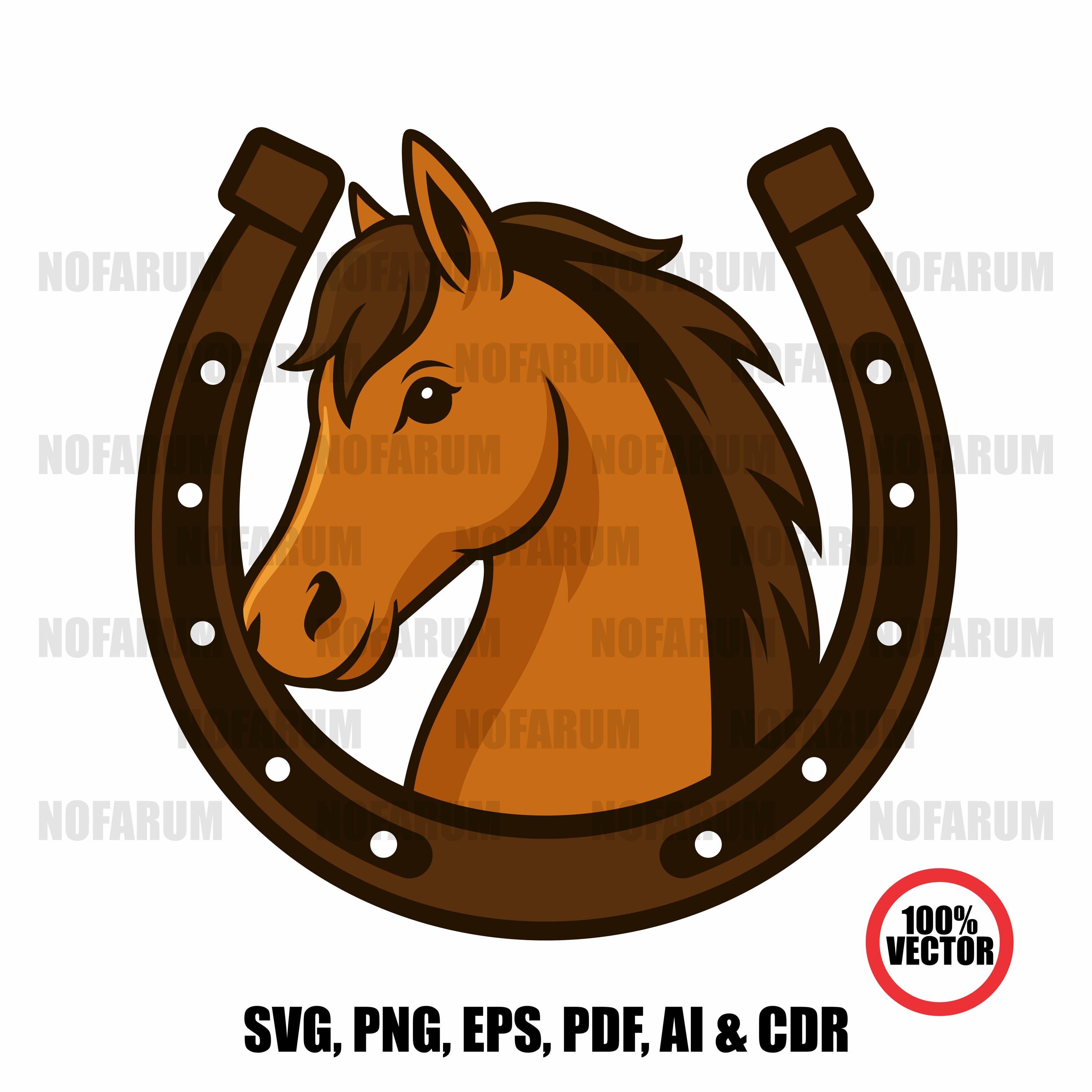 Horse Head With Horseshoe SVG | Western Cowboy Logo | Equestrian ...