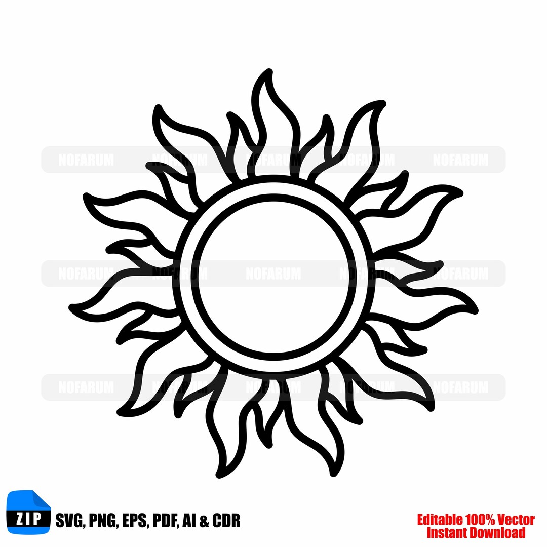 Sun Outline SVG Boho Celestial Symbol Cricut Download - Etsy