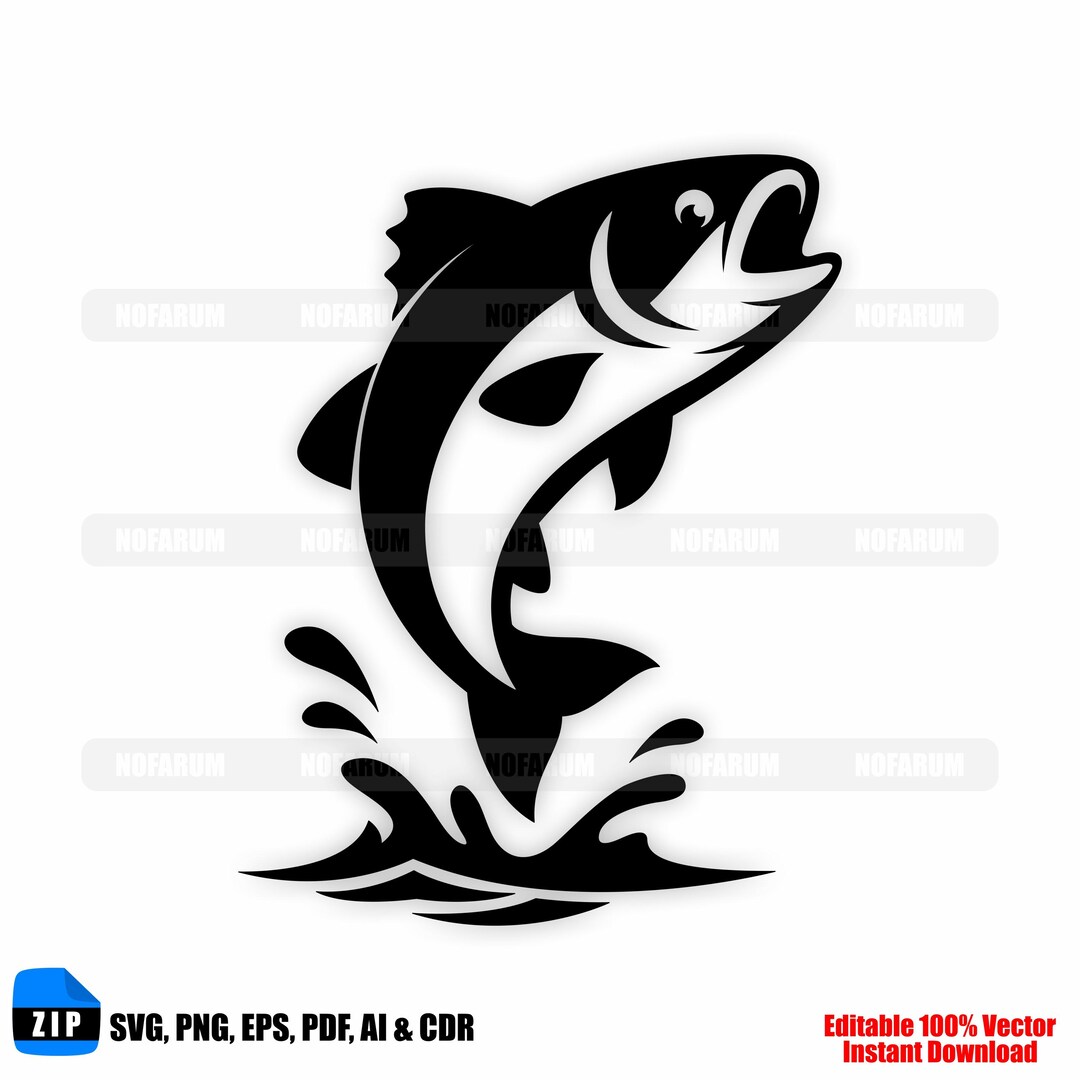 Jumping Fish SVG Splash Silhouette Fishing Wildlife Lake Nature Cricut ...