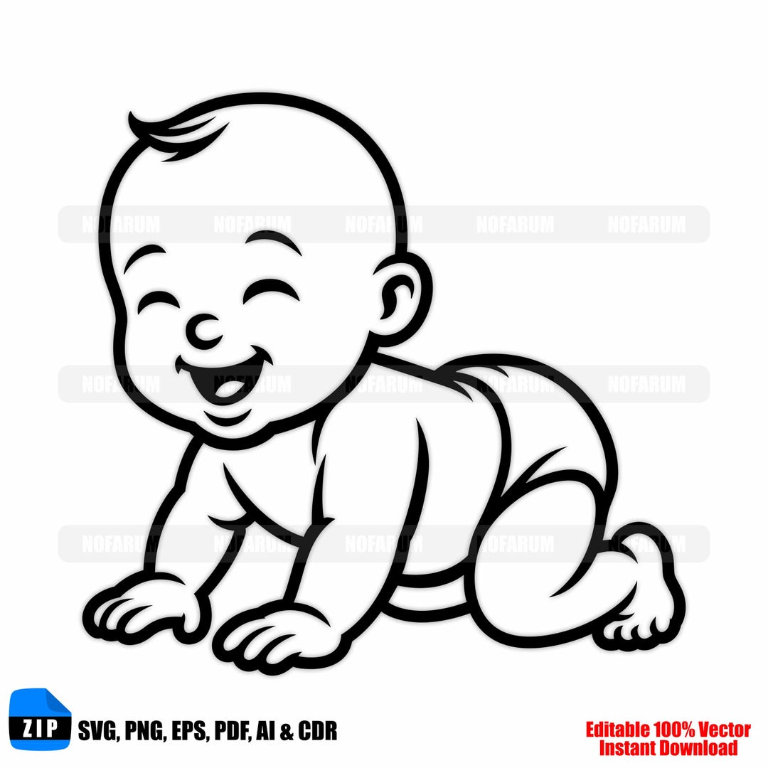 Crawling Baby SVG: Adorable Infant Clipart for Nursery Decor (digital ...