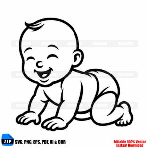 Crawling Baby SVG: Adorable Infant Clipart for Nursery Decor (digital ...