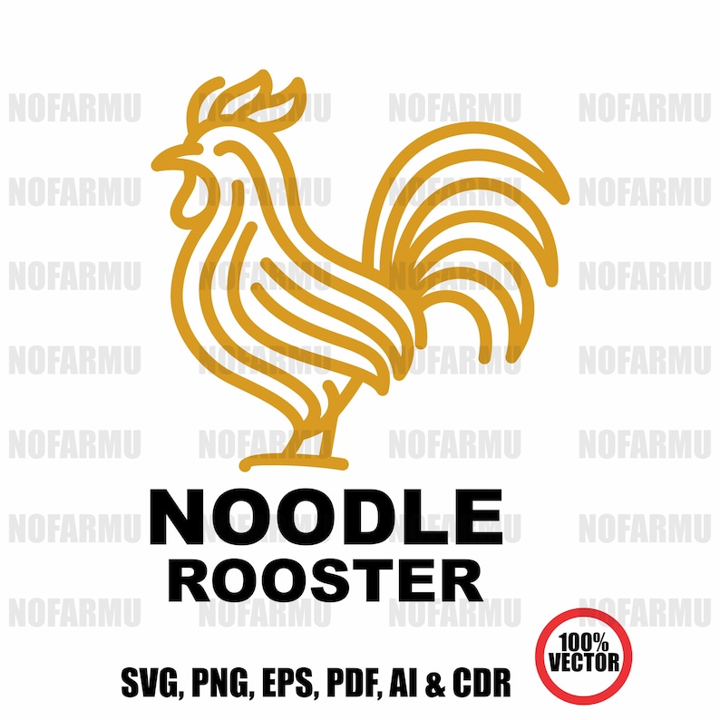 Noodle Rooster Logo – Chicken Line Art, Farm Mascot (svg, Png, Eps, Pdf ...