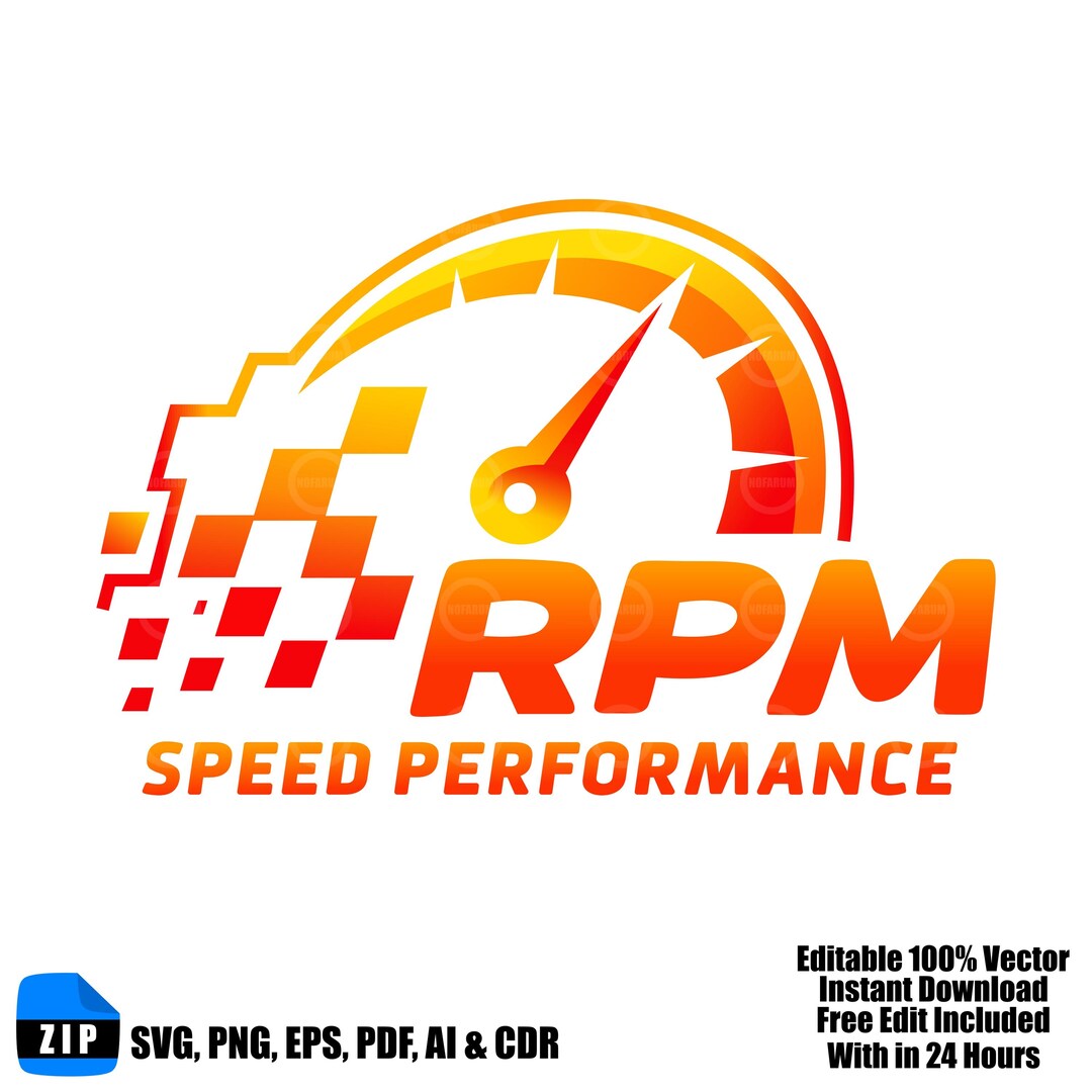 RPM Speed Performance Logo SVG Racing Tachometer Auto Garage Brand ...