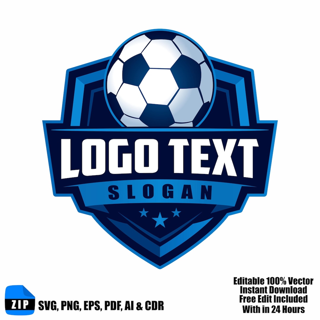 Custom Soccer Logo Template: Editable Football Team Badge (instant ...