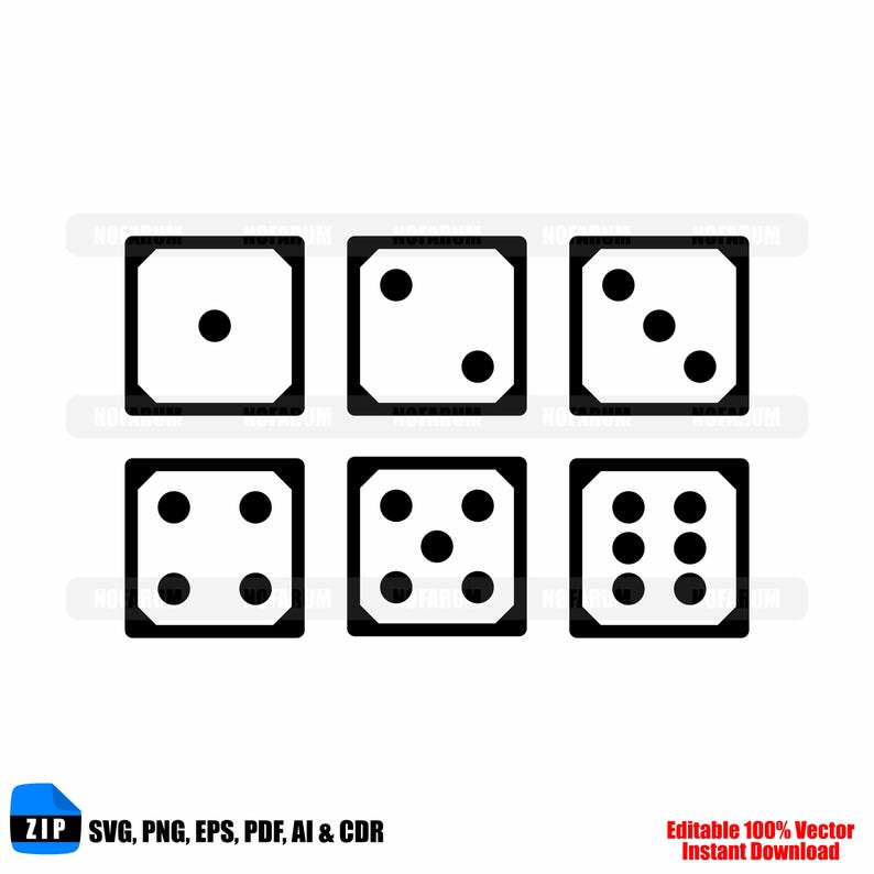 Dice SVG Set Minimal Dice Faces Icons for Casino Games Board Game ...