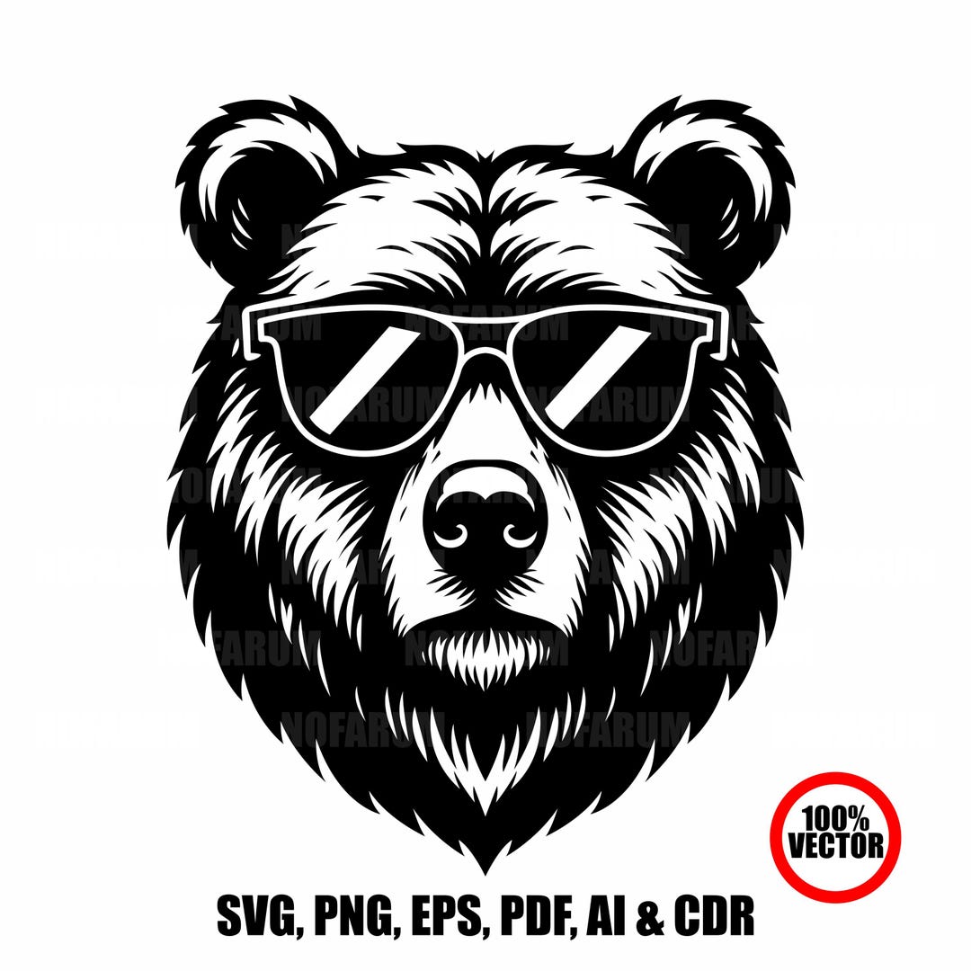 Cool Bear Logo With Sunglasses | Modern Animal Mascot Vector Design ...