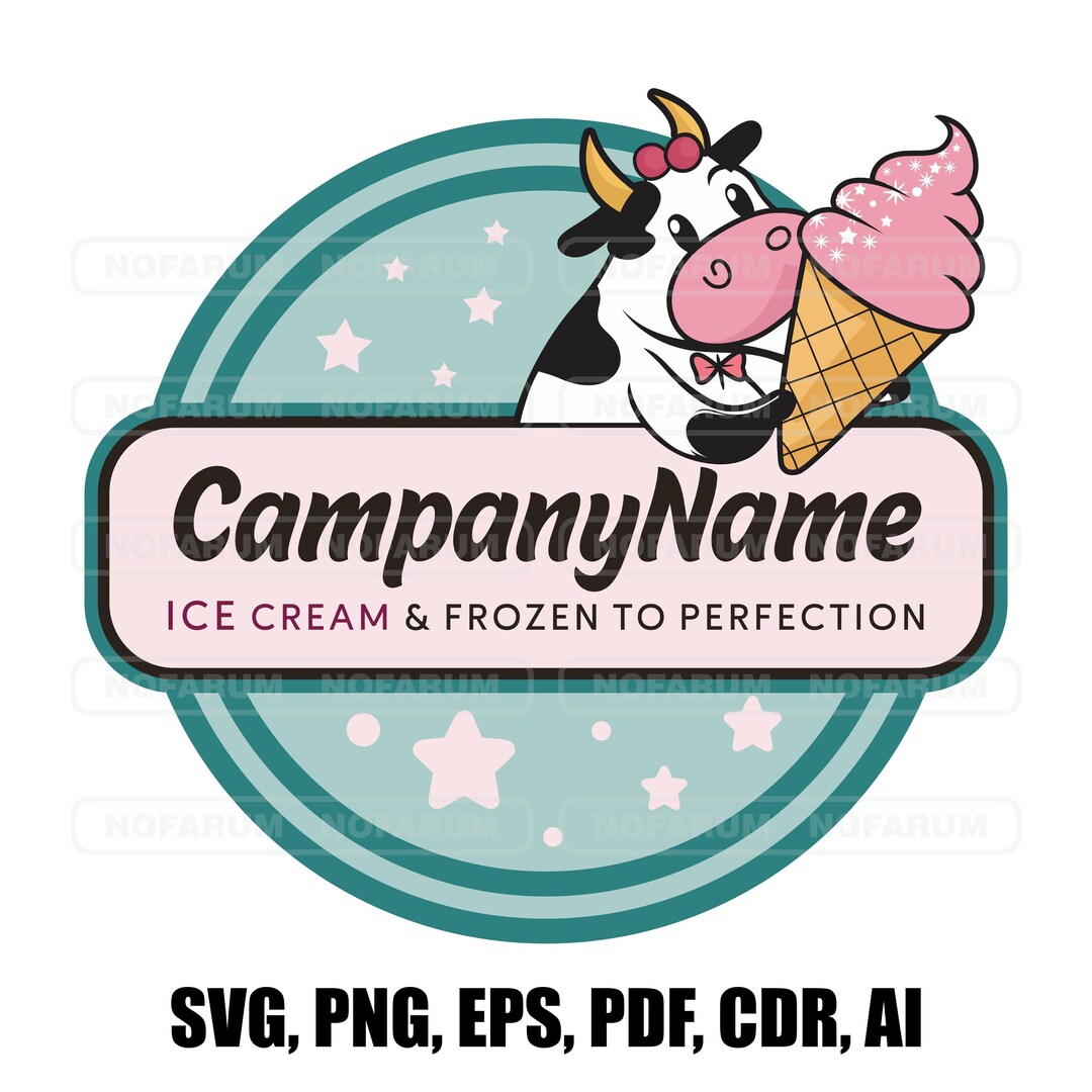 Custom Ice Cream Logo, Ice Cream Logo Svg, Ice Cream Scoop, Dessert ...