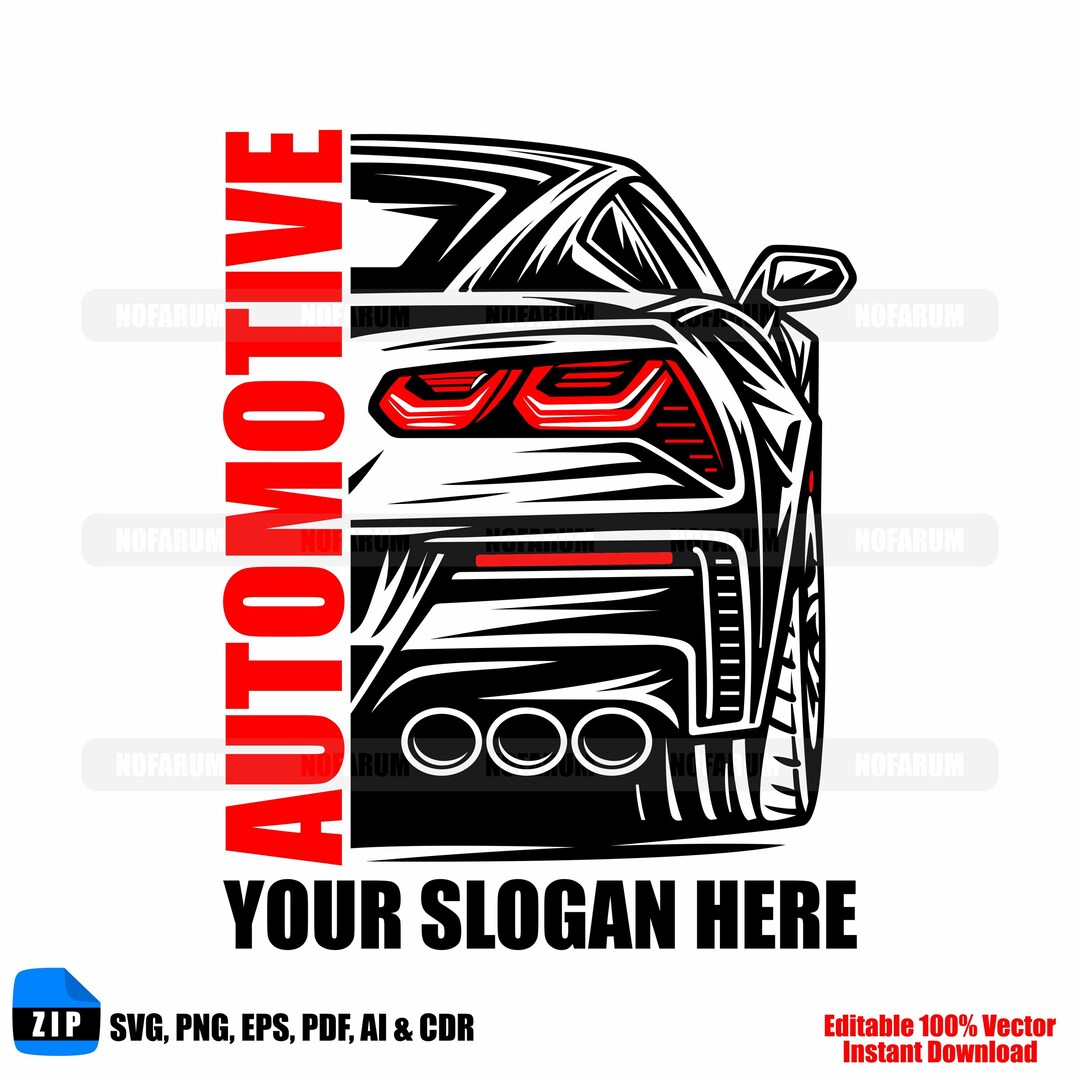 Automotive SVG | Rear Car View Illustration for Garage Logos and Cricut ...