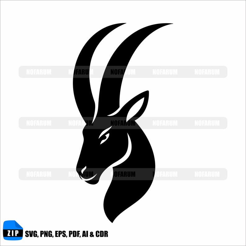 Antelope Gazelle Head SVG: Wildlife Silhouette Vector Cut File - Etsy