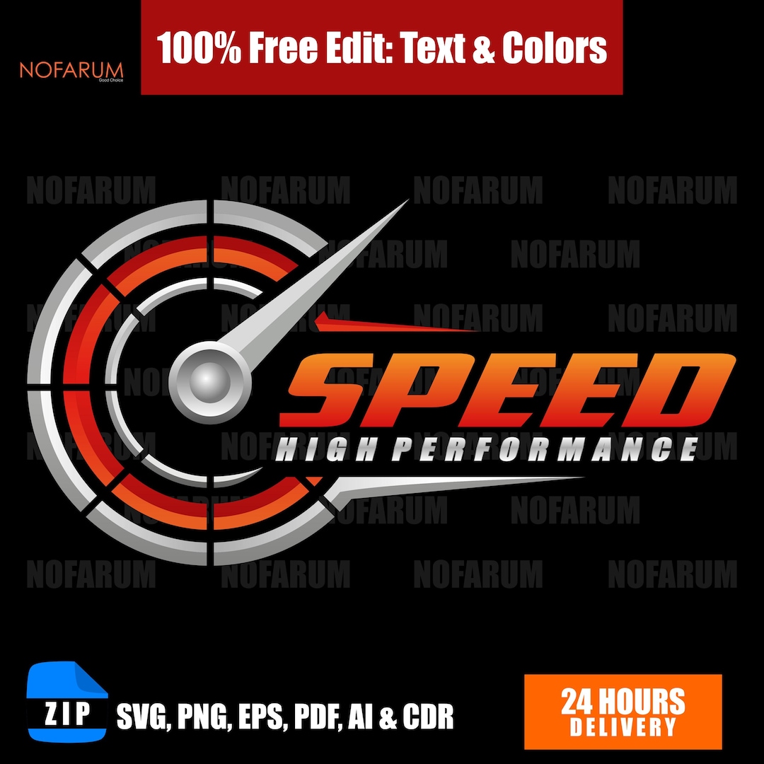 Speed Performance Logo SVG Racing Speedometer Gauge Automotive Brand ...