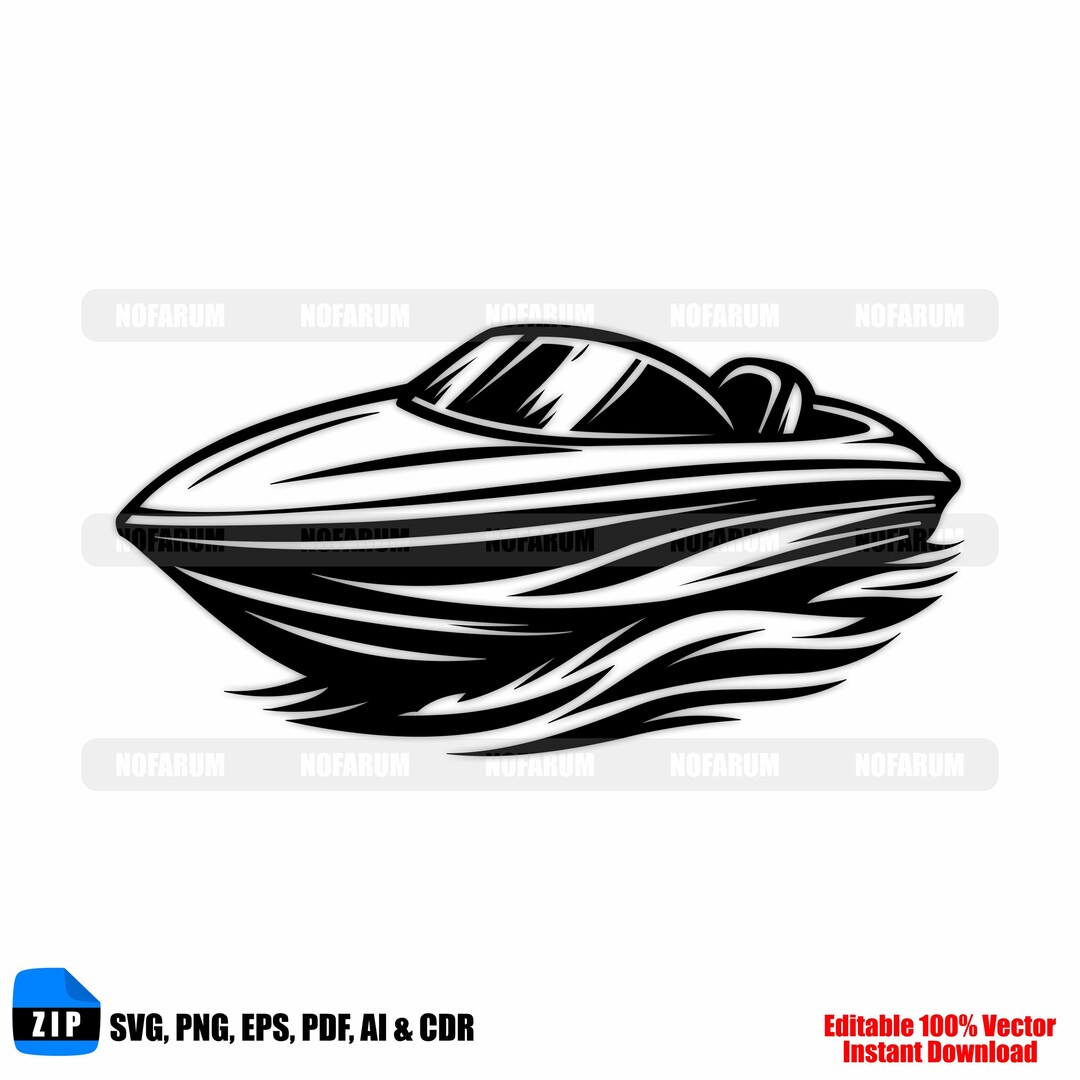 Speed Boat SVG: Powerboat Silhouette Vector (digital Download) - Etsy