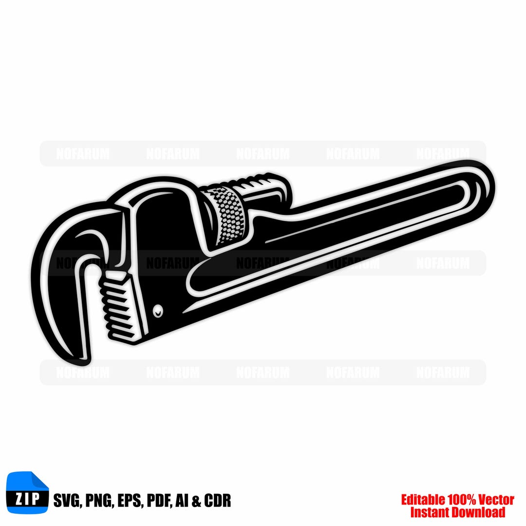 Plumber Wrench SVG | Pipe Tool Vector, Handyman Clipart (digital ...