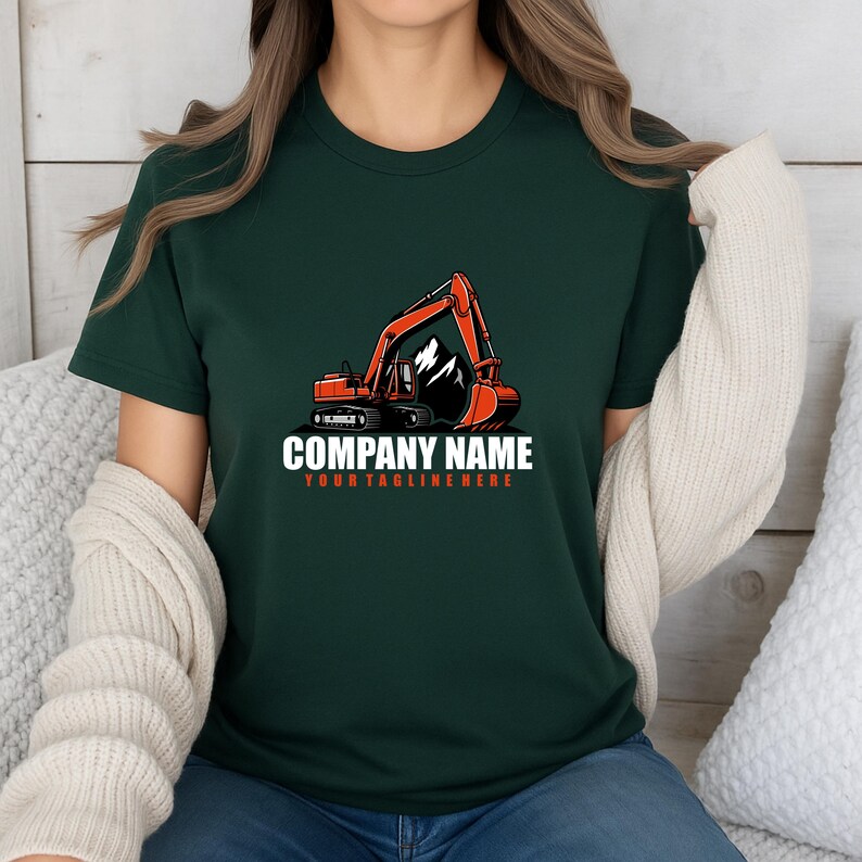 Excavator Logo Design: Construction Company Branding, Mountain Vector ...