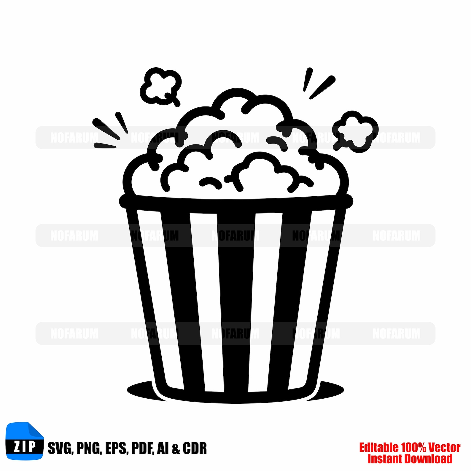 Popcorn Bucket SVG Movie Snack Cinema Food Cartoon Cricut Shirt Sticker ...