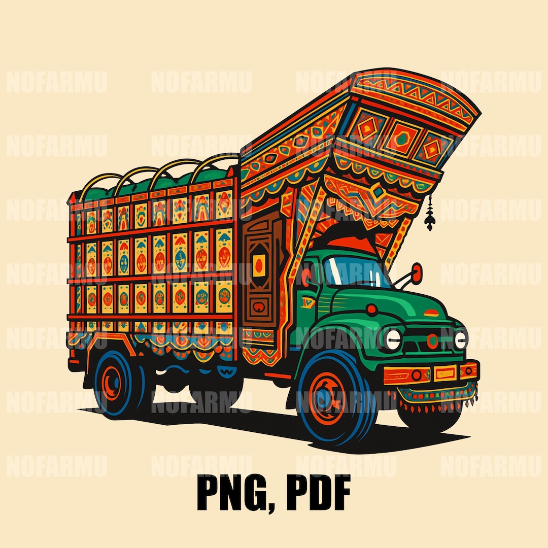 Colorful Pakistani Truck Art Print | Desi Truck Decor PNG PDF | South ...