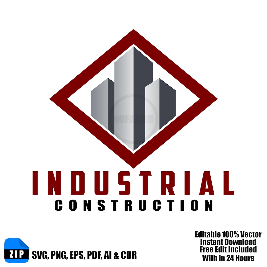 Industrial Construction Logo SVG Modern Building Emblem Heavy ...