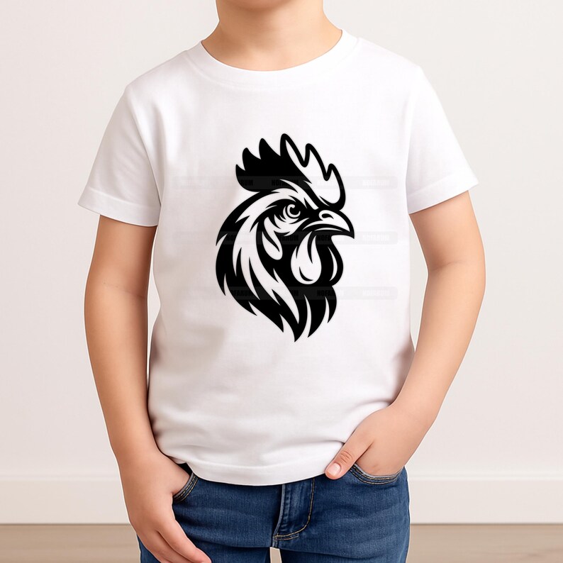 Cabeza de gallo SVG: Silueta de pollo de granja (Descarga digital ...