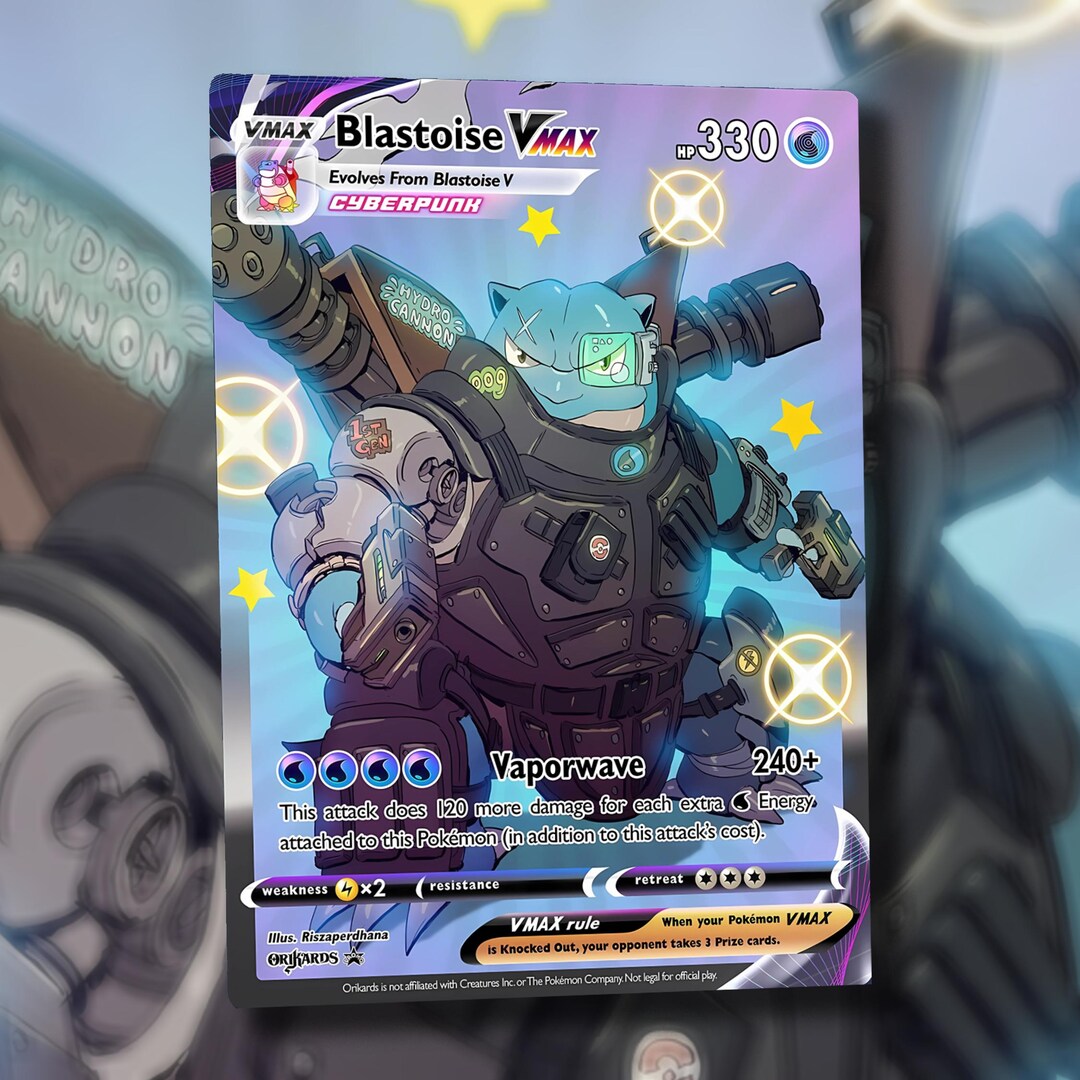 Cyberpunk Blastoise VMAX Pokemon Custom Card - Etsy