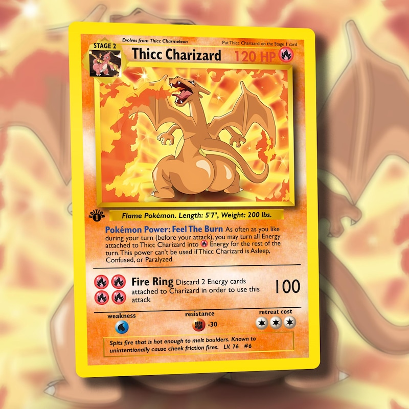 Thick Charizard Card - Etsy