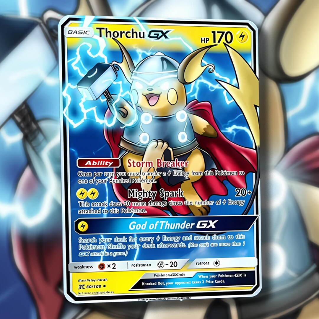 Thorchu GX (thor/raichu) - Marvel X Pokemon Custom Card - Etsy