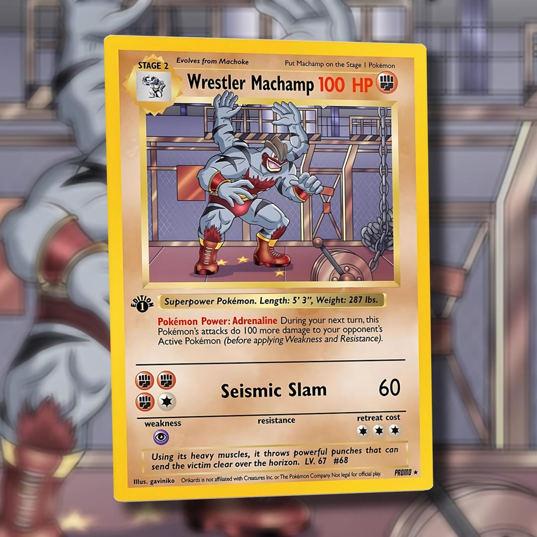 Wrestler Machamp Pokemon Custom Card - Etsy