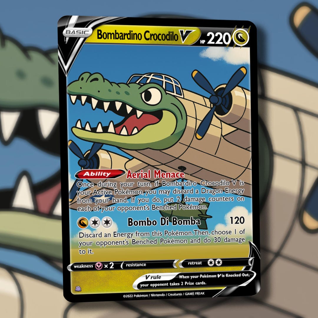 Bombardino Crocodilo V - Italian Brain Rot Custom Pokemon Card - Etsy UK