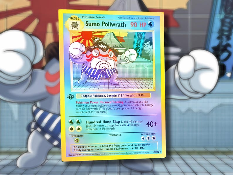 Sumo Poliwhirl Pokemon Custom Card - Etsy