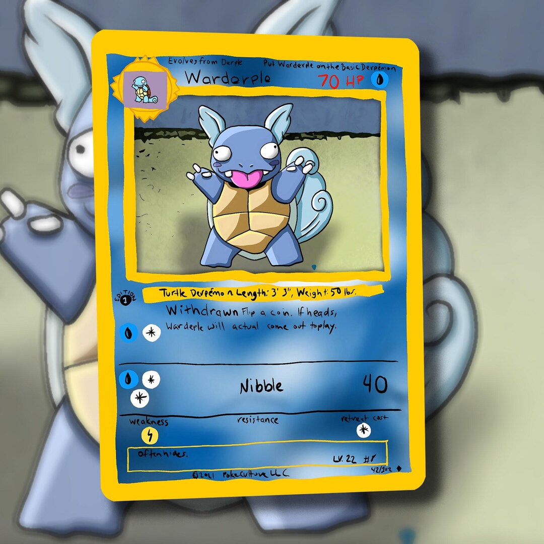 Warderple - Derpy Wartortle Pokemon Custom Card - Etsy