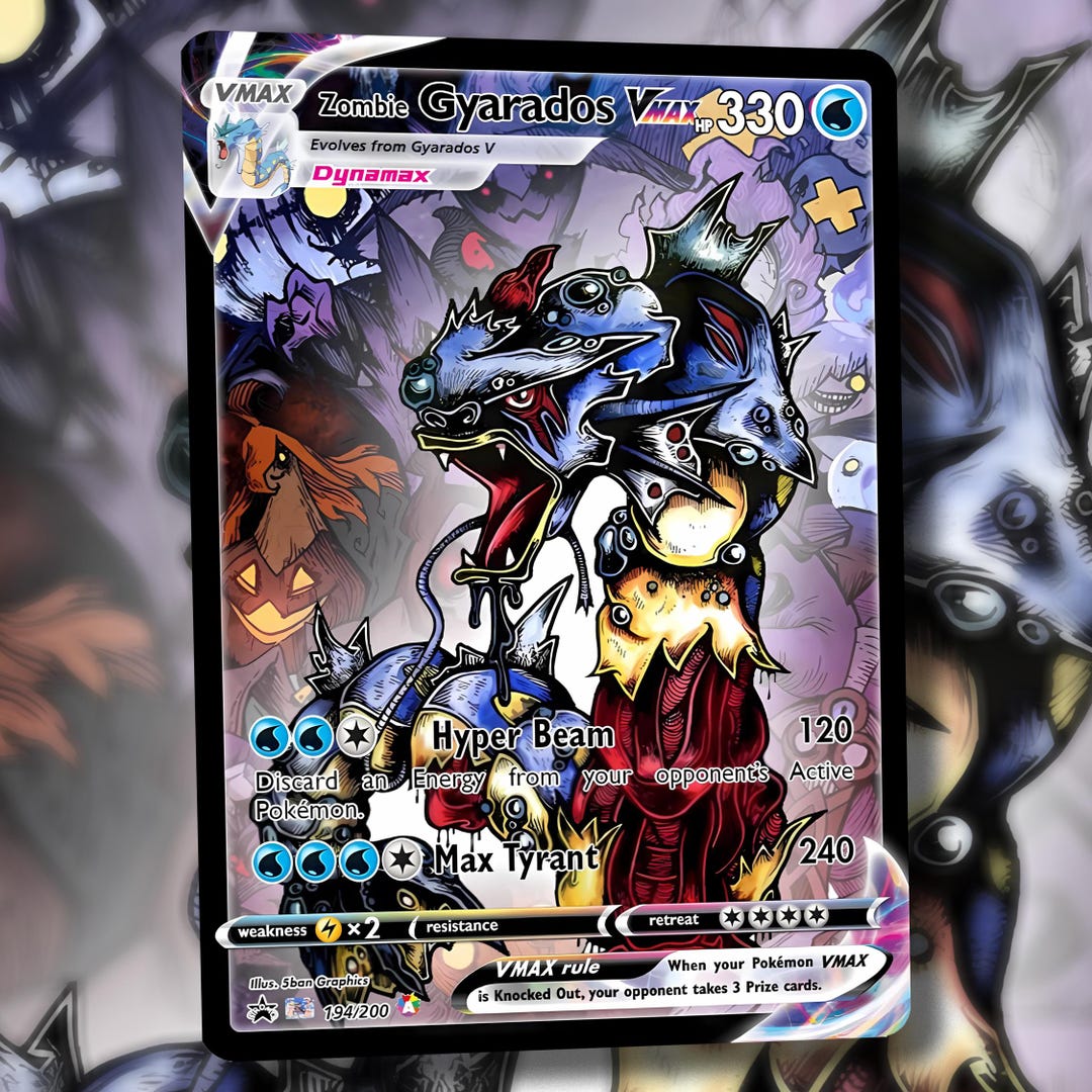 Zombie Gyarados VMAX Full Art Pokemon Custom Card - Etsy