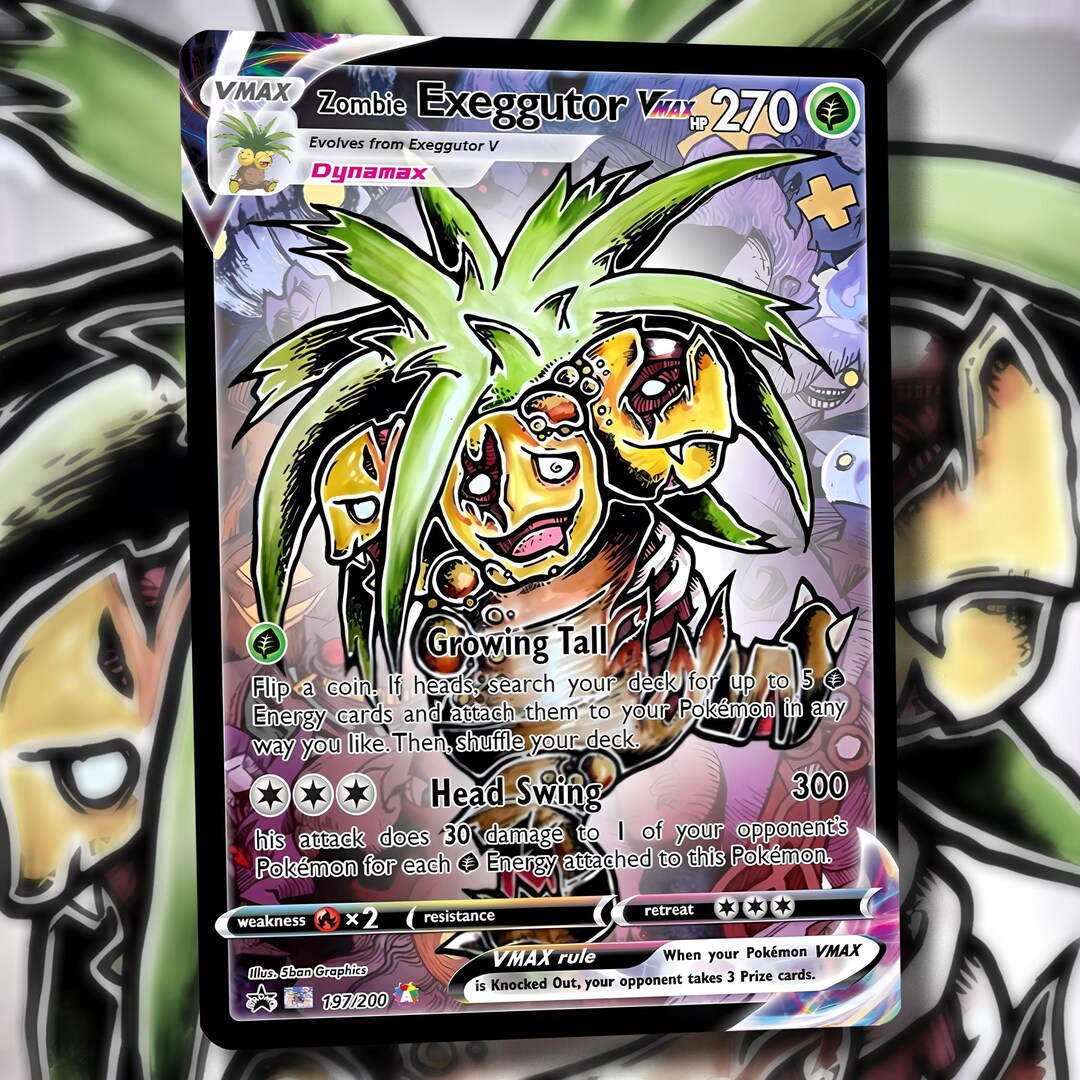 Zombie Exeggutor VMAX Full Art Pokemon Custom Card - Etsy