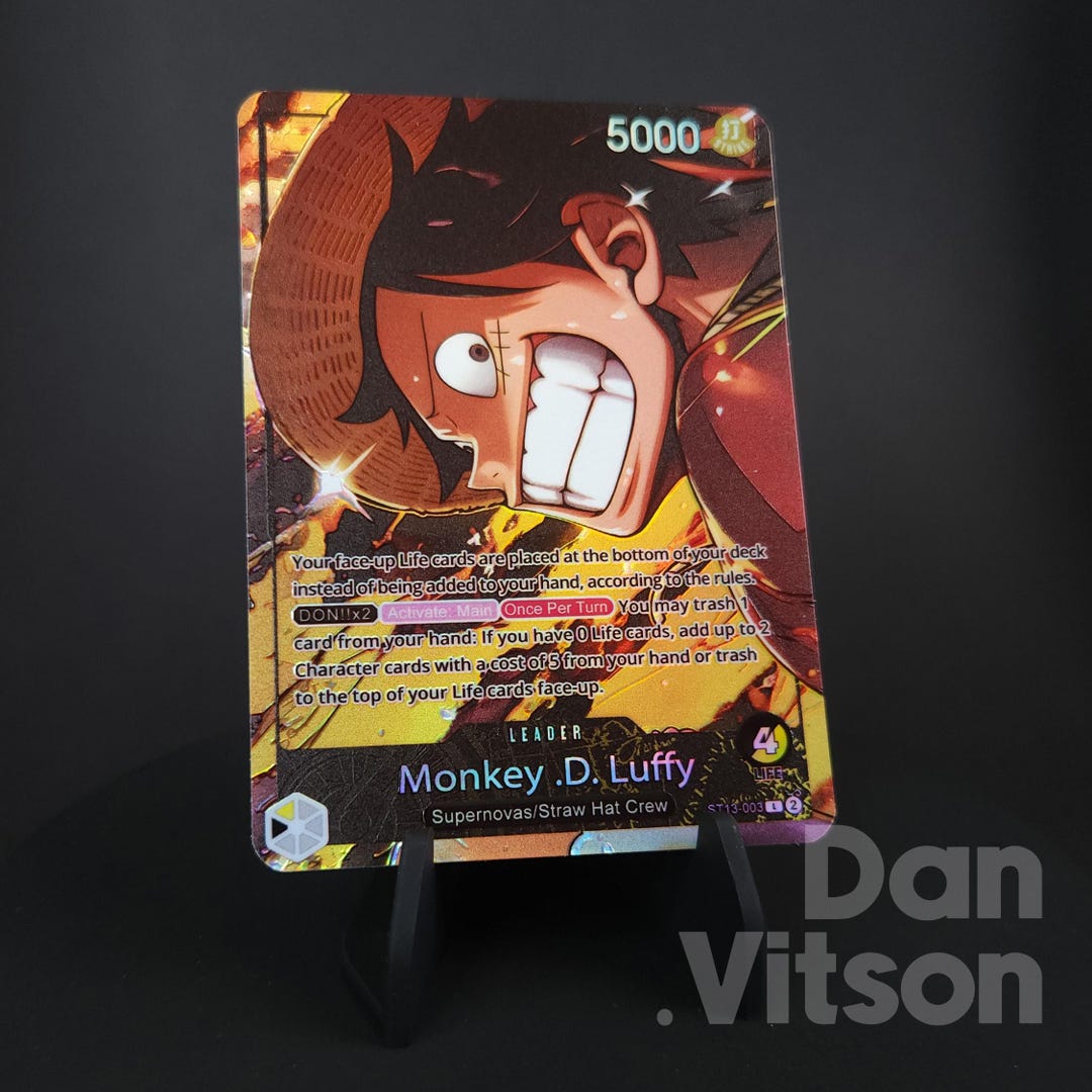 One Piece Monkey .D. Luffy Custom Leader ST13-003 Black Yellow Card ...