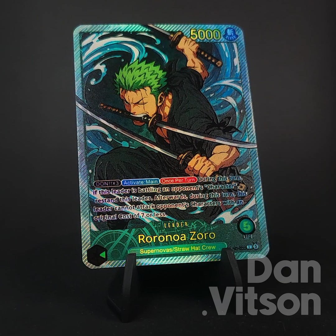 One Piece Roronoa Zoro Custom Leader OP12-020 Green Card Game - Etsy