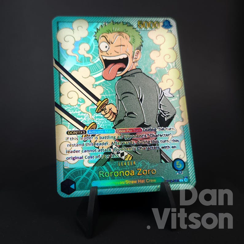One Piece Roronoa Zoro Custom Leader OP12-020 Green Card Game #2 - Etsy
