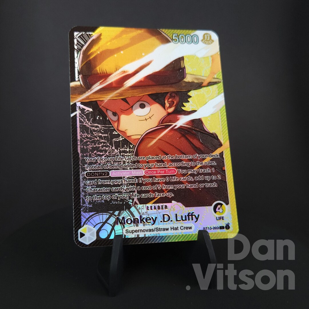 One Piece Monkey .D. Luffy Custom Leader ST13-003 Black Yellow Card ...