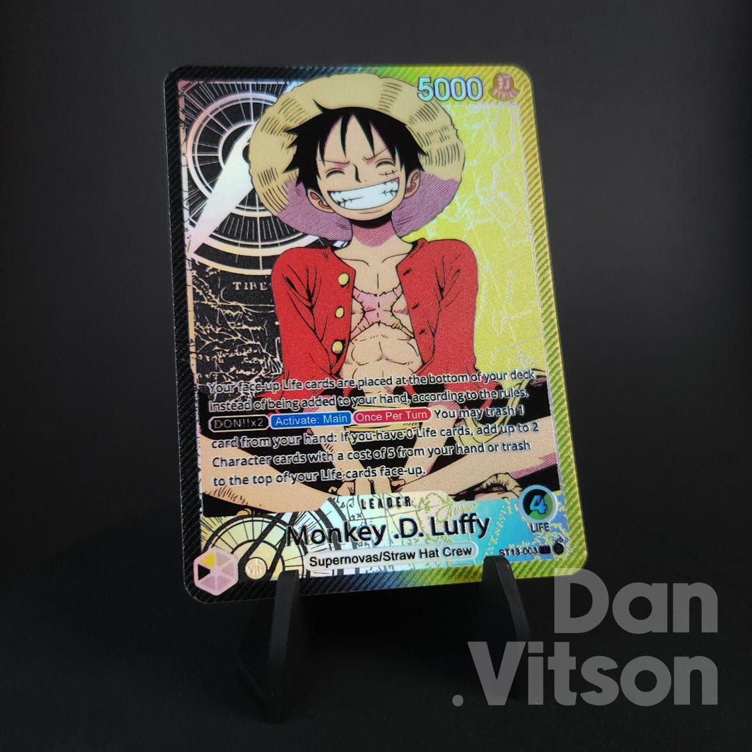 One Piece Monkey .D. Luffy Custom Leader ST13-003 Black Yellow Card ...