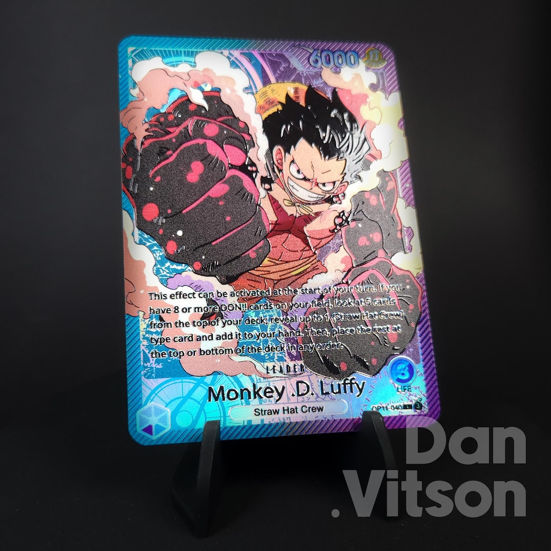 One Piece Monkey .D. Luffy Custom Leader OP11-040 Blue Purple Card Game ...