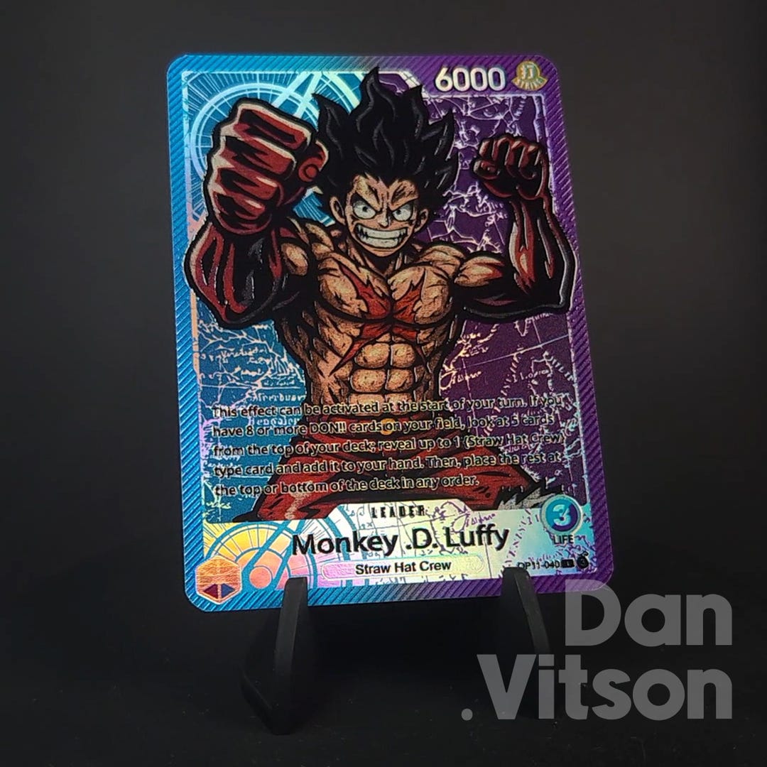 One Piece Monkey .D. Luffy Custom Leader OP11-040 Blue Purple Card Game - Etsy