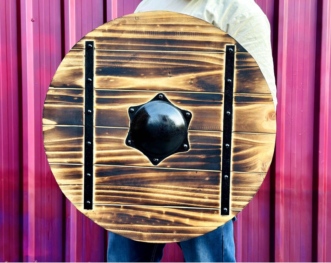 Handmade Viking Shield – Oak Wood Medieval Round Shield for Wall Decor ...