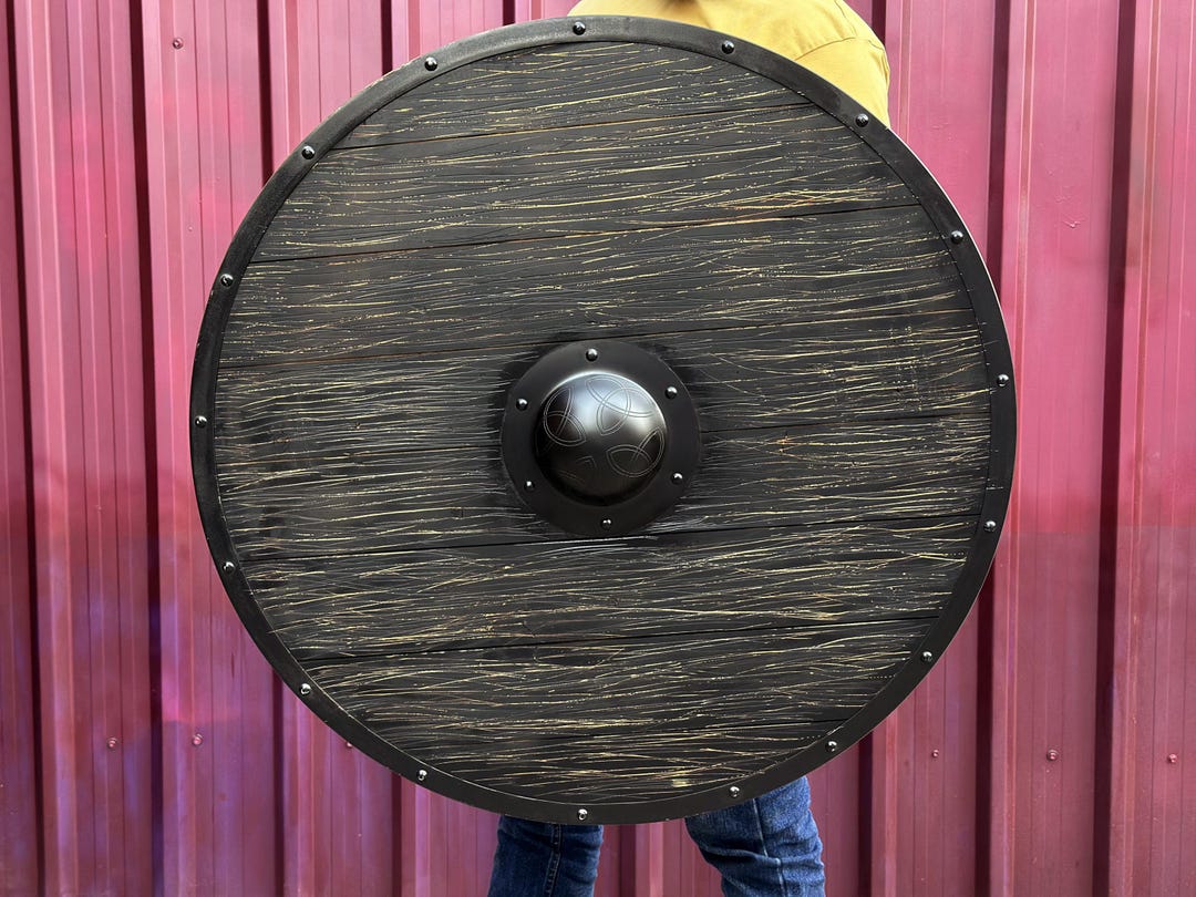 Authentic Oak Wood Round Shield With Iron Boss – Handmade Viking Shield ...