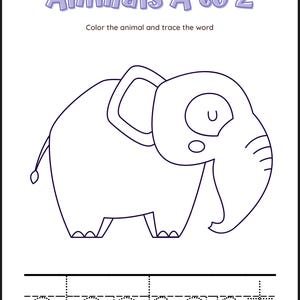 Animal Alphabet Coloring Book for Kids - 26 Pages Printable Activity ...