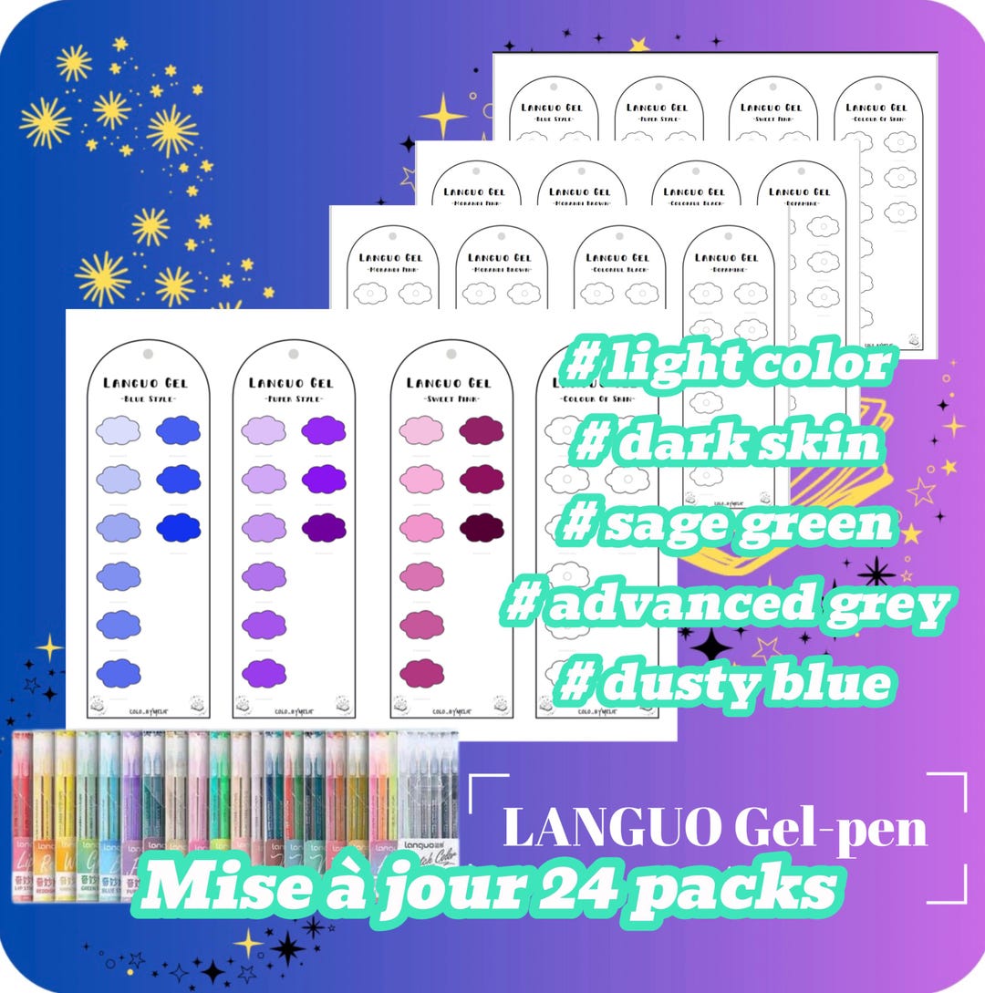 LANGUO Gel Pen (unnumbered) - Suitable for 24 Packs (207 Colors) and 19 ...